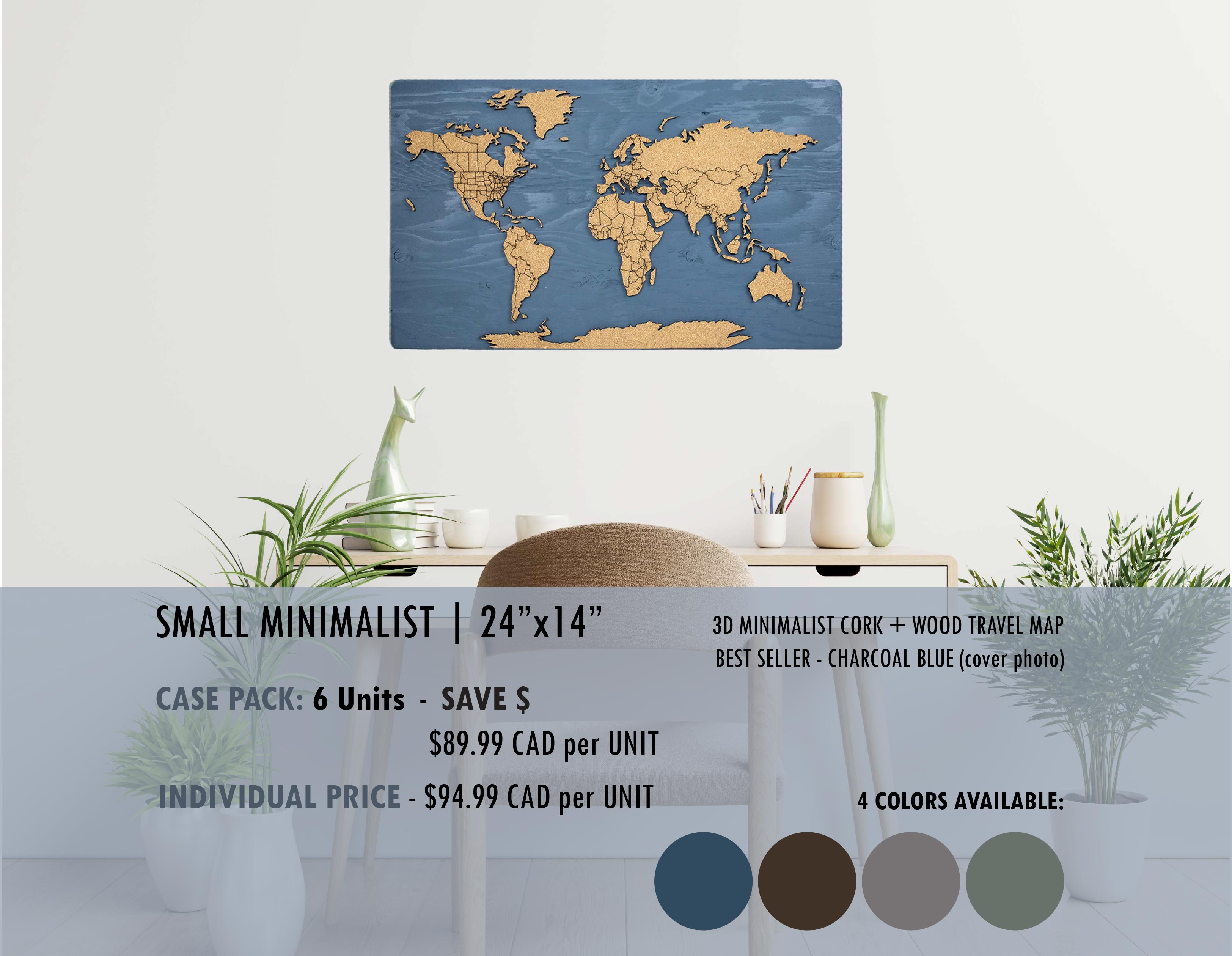 Cork & Wood 3D World Pin Map | 24 x 14 – Wanderlust Maps