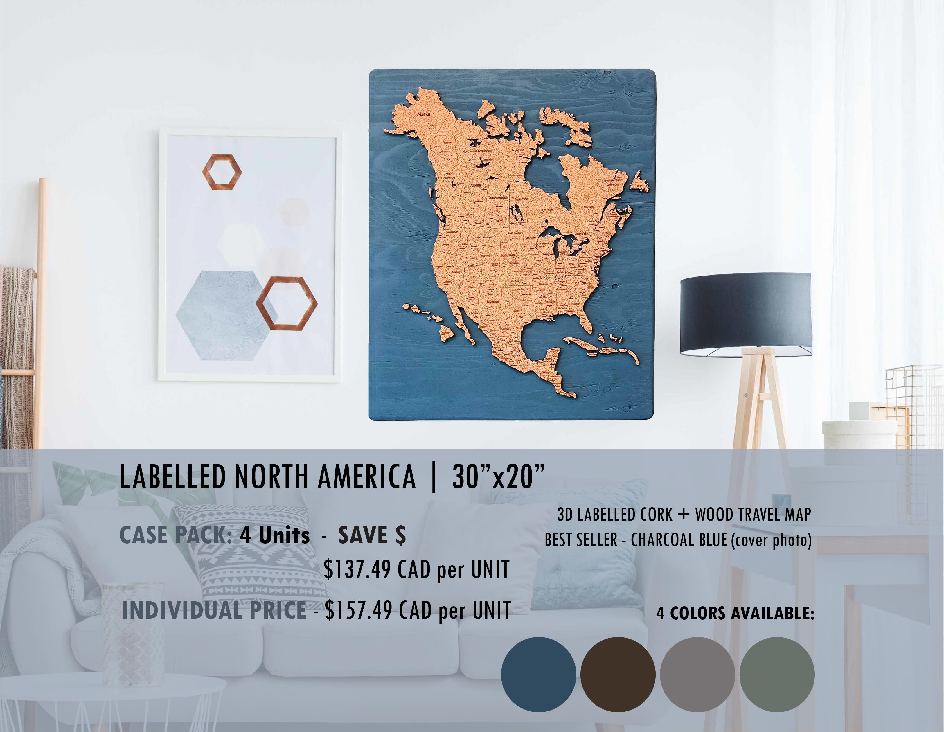 North America Travel Map | 30 x 24 | Labelled – Wanderlust Maps